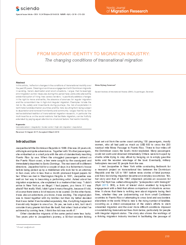 (PDF) From Migrant Identity to Migration Industry: The Changing ...