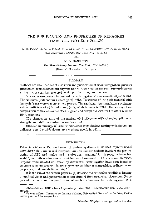 (PDF) The purification and properties of ribosomes from the thymus nucleus