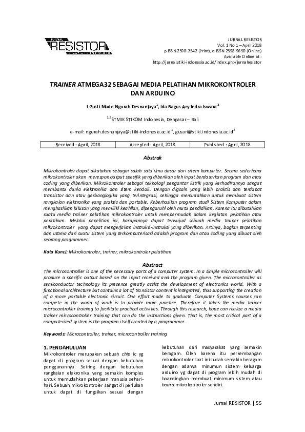 (PDF) Trainer Atmega32 Sebagai Media Pelatihan Mikrokontroler Dan Arduino