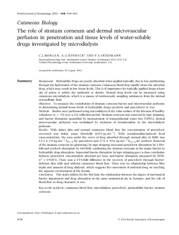 (PDF) The role of stratum corneum and dermal microvascular perfusion in ...