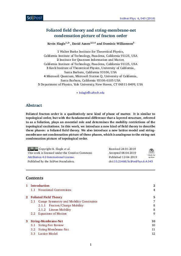 (PDF) Foliated field theory and string-membrane-net condensation ...