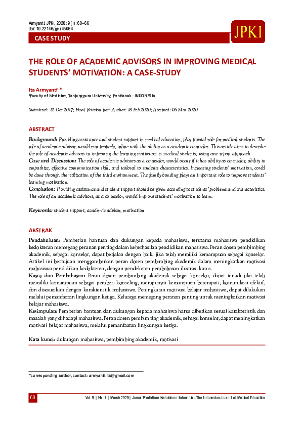 (PDF) The Role of Academic Advisors in Improving Medical Students ...