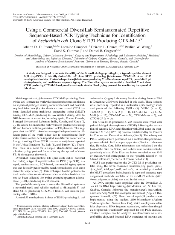 (PDF) Using a Commercial DiversiLab Semiautomated Repetitive Sequence-Based PCR Typing Technique ...