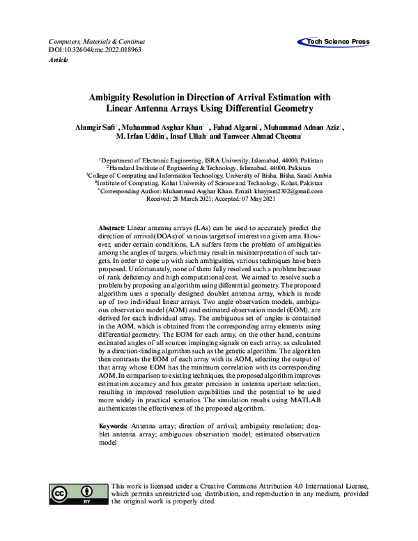 Pdf Ambiguity Resolution In Direction Of Arrival Estimation With Linear Antenna Arrays Using