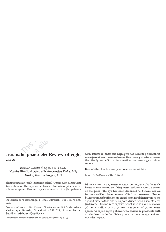 (PDF) Traumatic phacocele: Review of eight cases