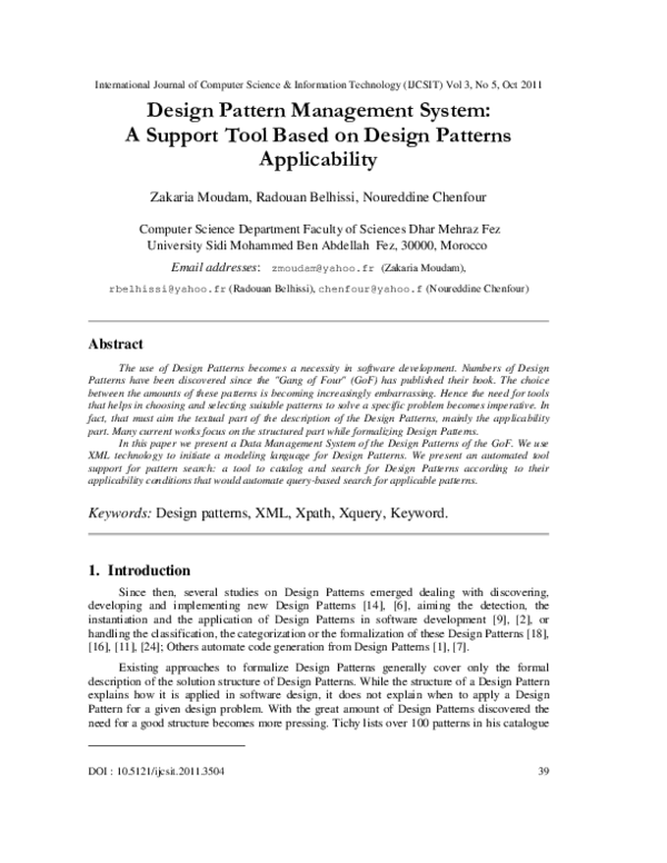 (PDF) Design Pattern Management System: A Support Tool Based on Design ...