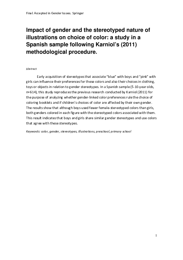 (PDF) Impact of Gender and the Stereotyped Nature of Illustrations on ...