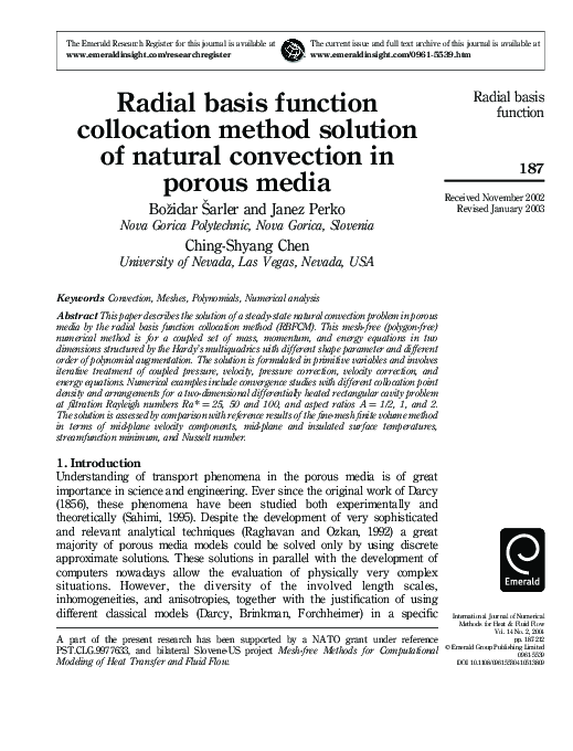 Pdf Radial Basis Function Collocation Method Solution Of Natural