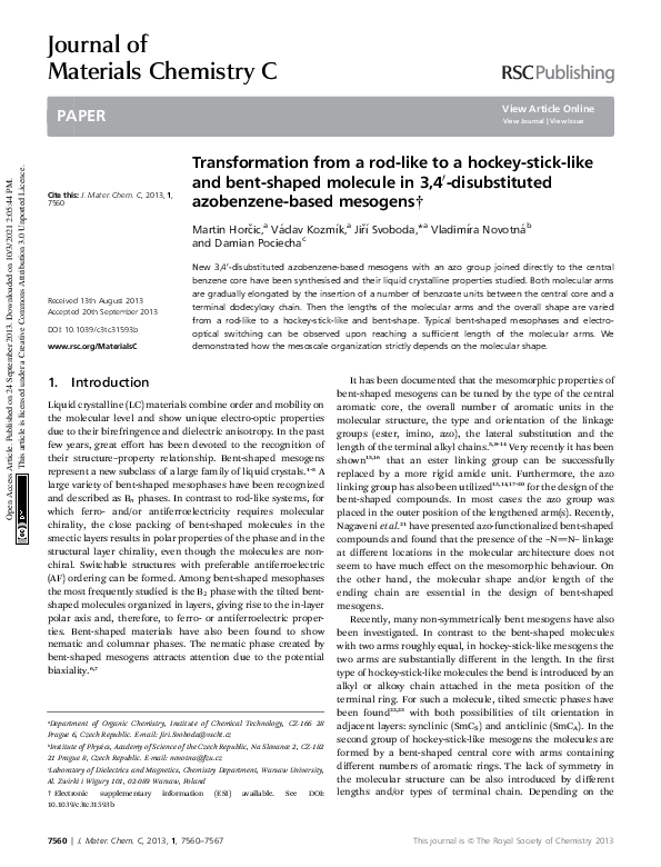 (PDF) Transformation from a rod-like to a hockey-stick-like and bent ...