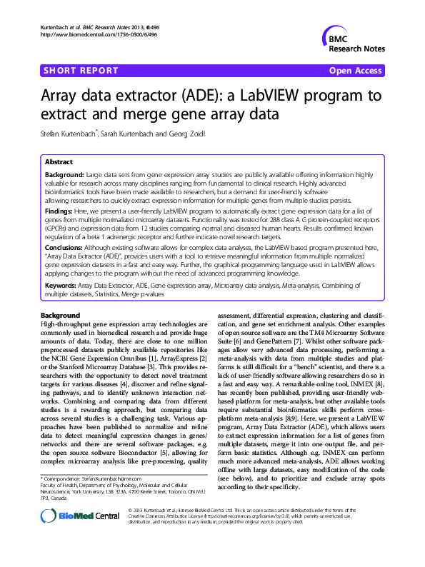 (PDF) Array data extractor (ADE): a LabVIEW program to extract and merge gene array data