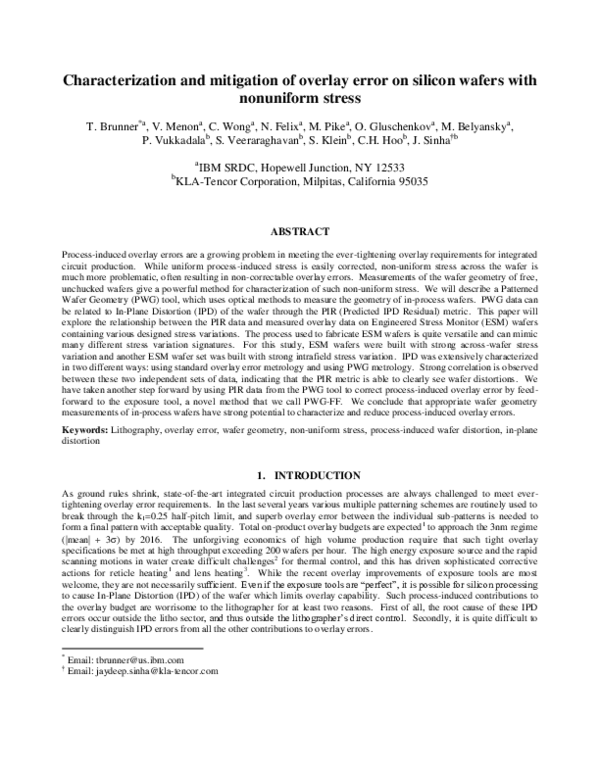 (PDF) Characterization and mitigation of overlay error on silicon ...