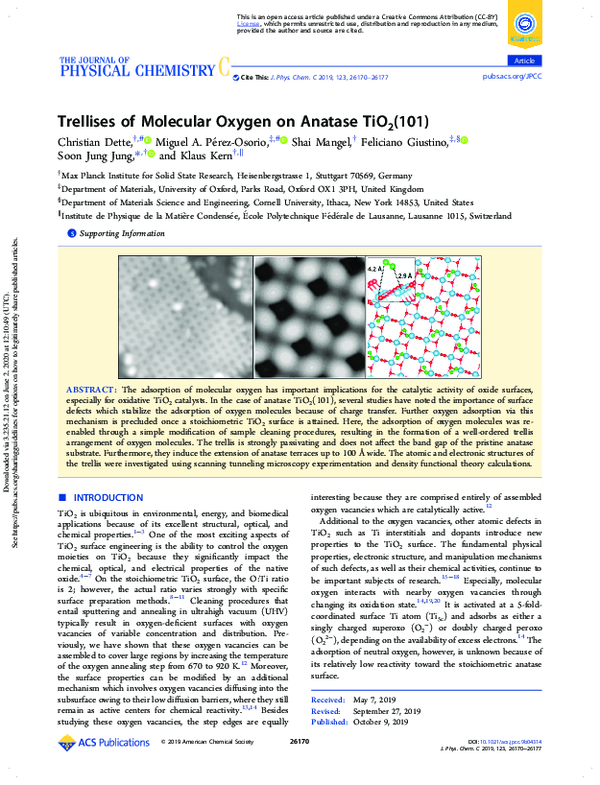 (PDF) Trellises of Molecular Oxygen on Anatase TiO2(101)