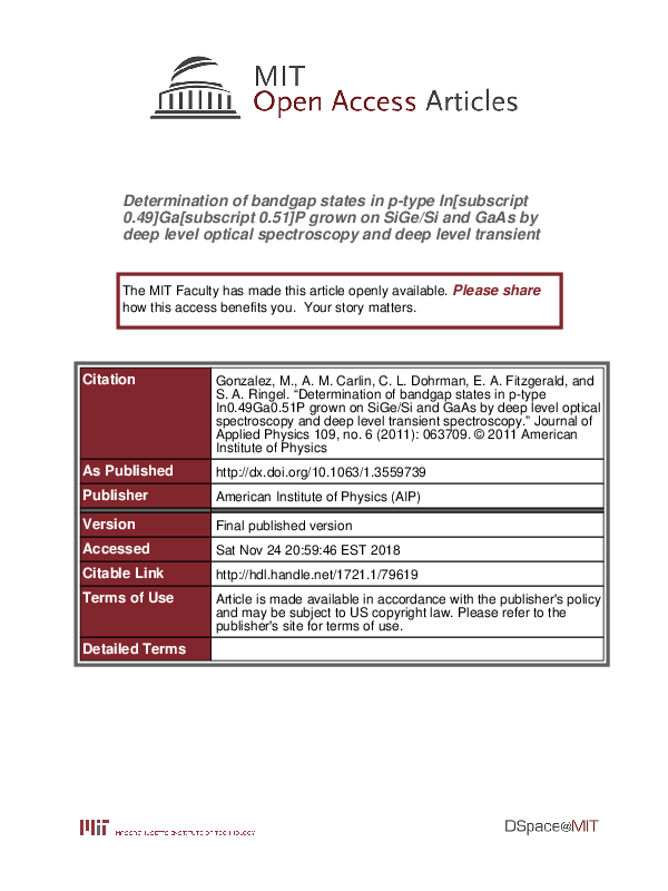(PDF) Determination of bandgap states in p-type In0.49Ga0.51P grown on ...