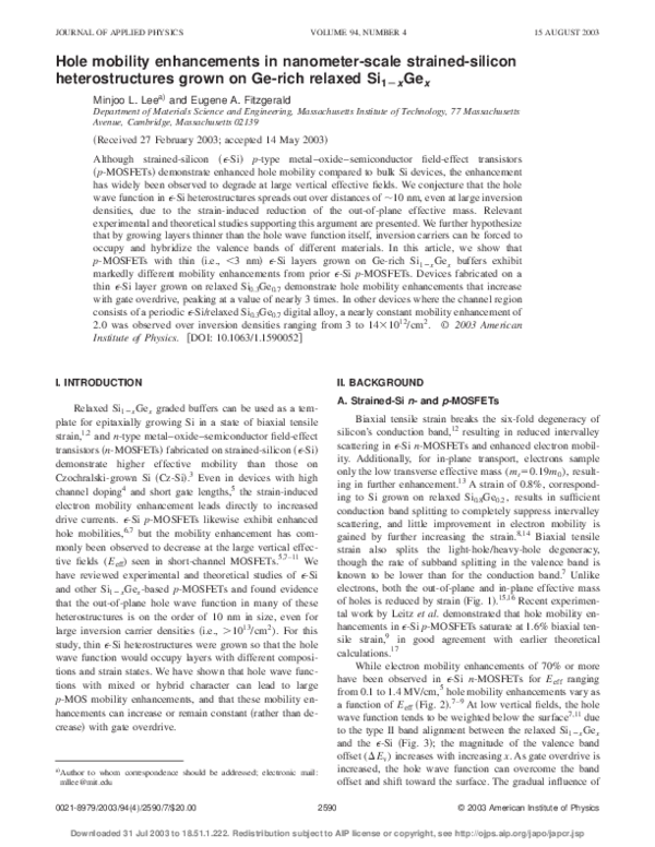 (PDF) Hole mobility enhancements in nanometer-scale strained-silicon ...