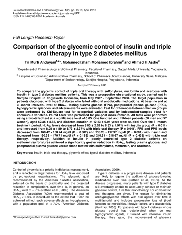 (PDF) Comparison of the glycemic control of insulin and triple oral ...