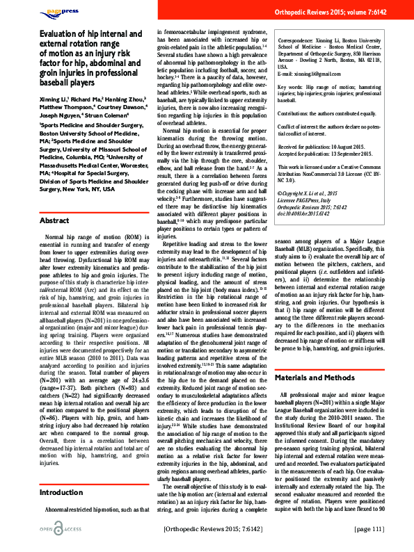 (PDF) Evaluation of Hip Internal and External Rotation Range of Motion ...