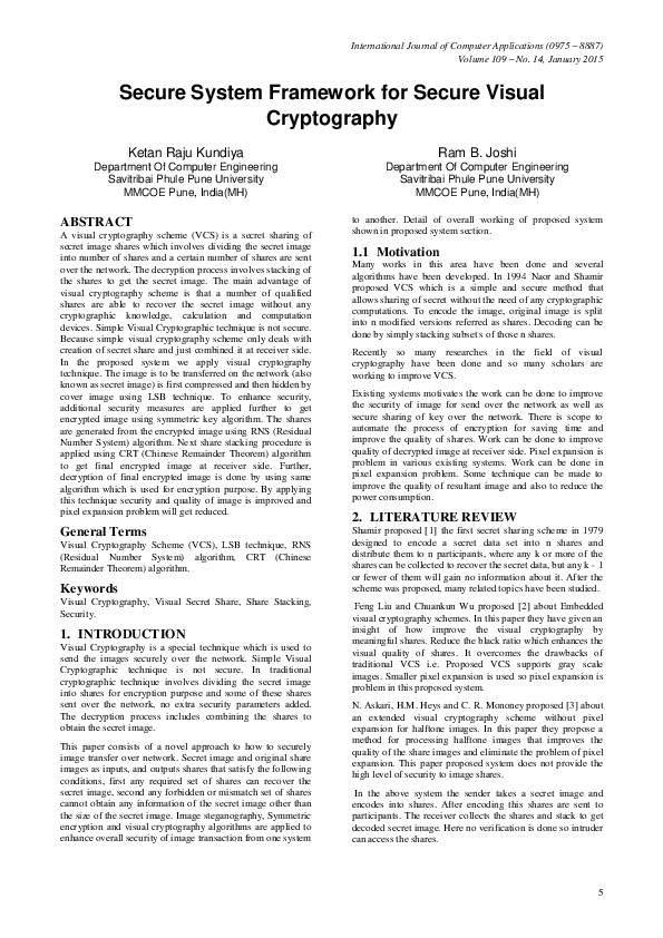 (PDF) Secure System Framework for Secure Visual Cryptography