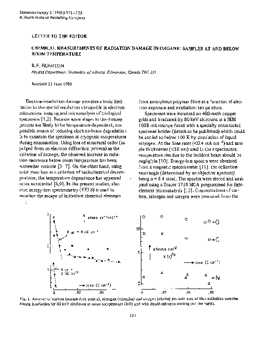 (PDF) Chemical measurements of radiation damage in organic samples at ...