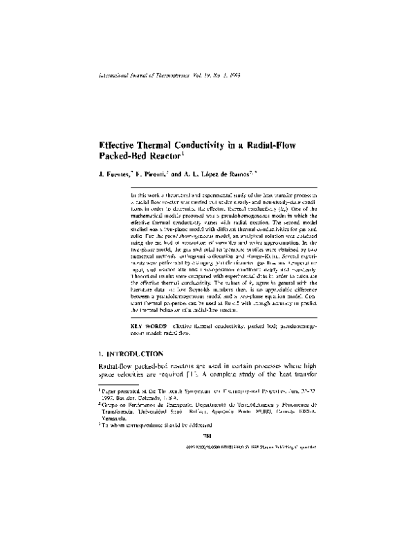 (PDF) Effective thermal conductivity in a radial-flow packed-bed reactor