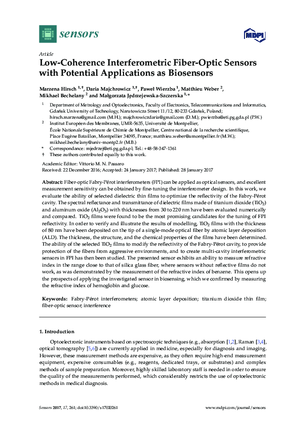 (PDF) Low-Coherence Interferometric Fiber-Optic Sensors with Potential ...