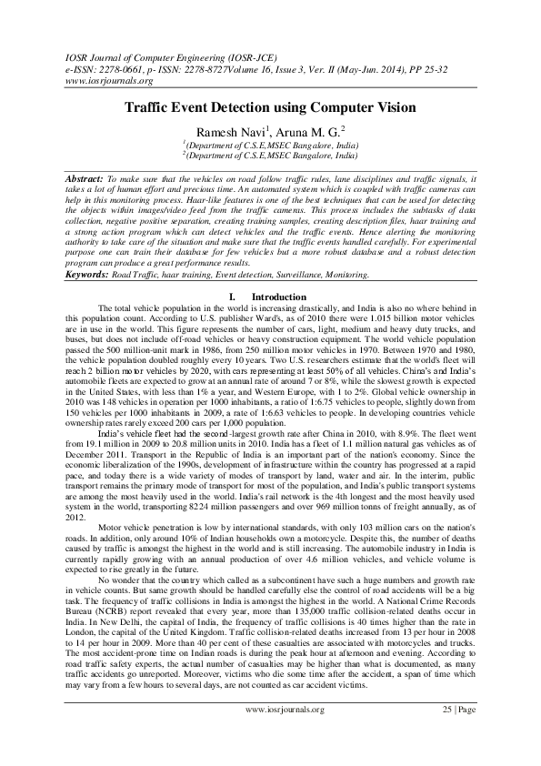 Pdf Traffic Event Detection Using Computer Vision