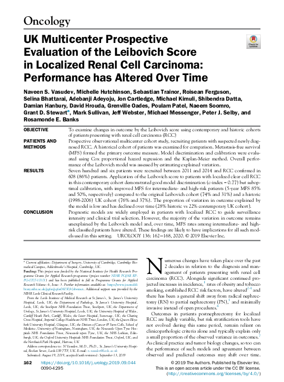 (PDF) UK multicentre prospective evaluation of the Leibovich score in ...