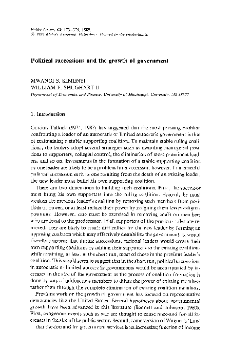 (PDF) Political successions and the growth of government