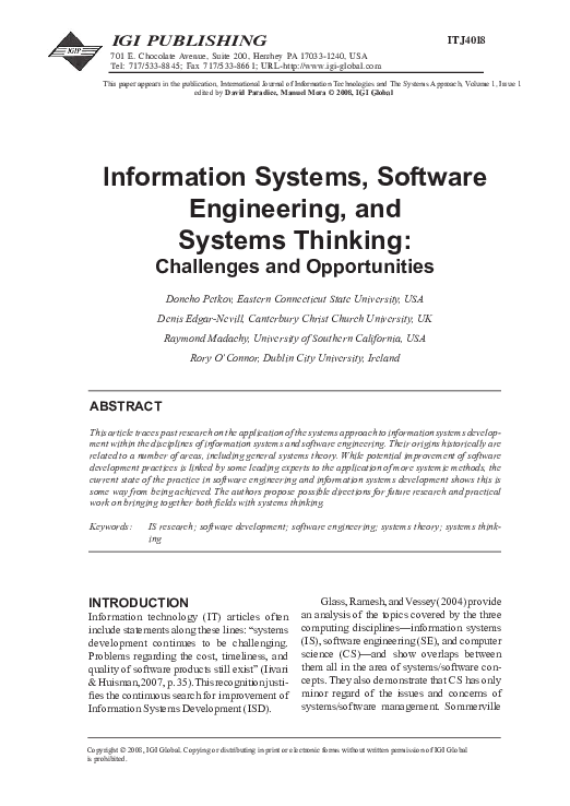 (PDF) Information systems, software engineering, and systems thinking ...