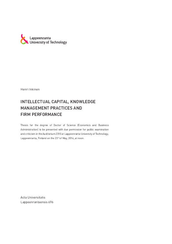 (PDF) Intellectual capital, knowledge management practices and firm performance