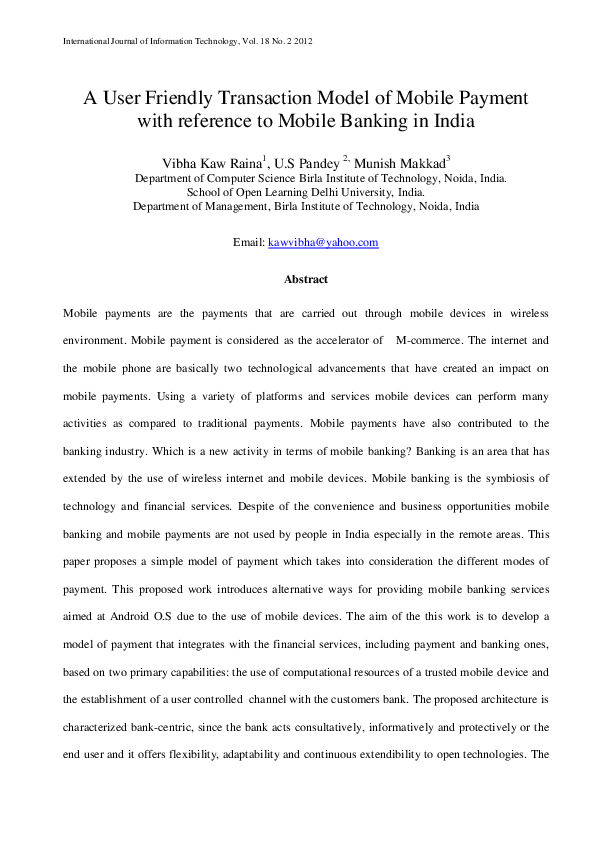 (PDF) A user friendly transaction model of mobile payment with ...