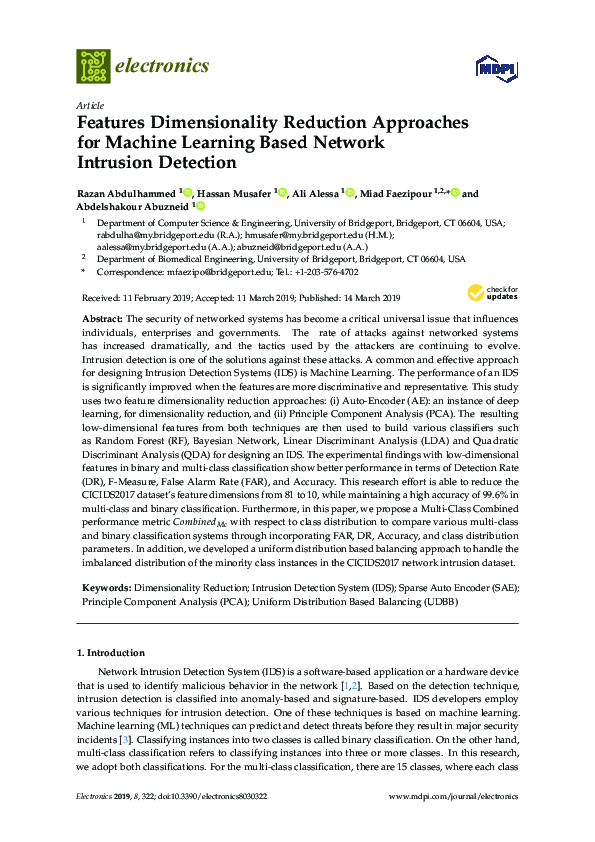 (PDF) Features Dimensionality Reduction Approaches for Machine Learning Based Network Intrusion ...
