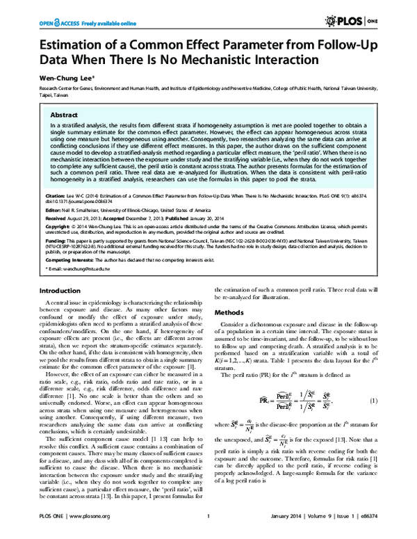 Pdf Estimation Of A Common Effect Parameter From Follow Up Data When