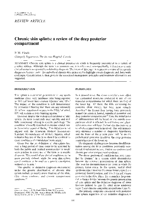 (PDF) Chronic shin splints: a review of the deep posterior compartment