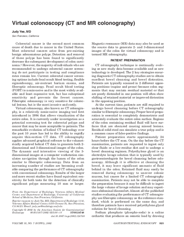 (PDF) Virtual colonoscopy (CT and MR colonography)
