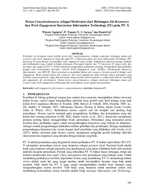 (PDF) Peran Conscientiousness sebagai Moderator dari Hubungan Job ...