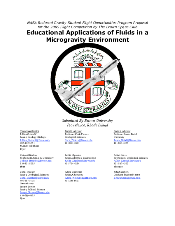 (PDF) NASA Reduced Gravity Student Flight Opportunities Program ...