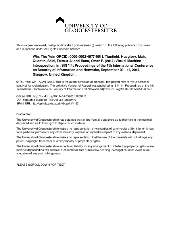 (PDF) Virtual Machine Introspection