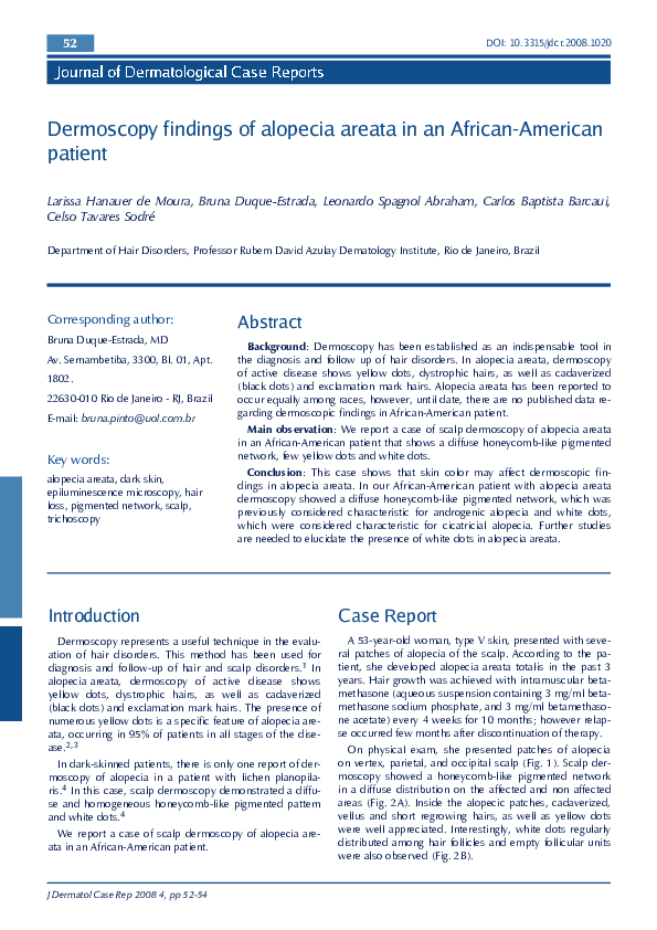 (PDF) Dermoscopy findings of alopecia areata in an African-American patient