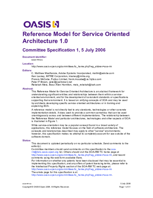 (PDF) OASIS Standard Reference Model for Service Oriented Architecture 1.0