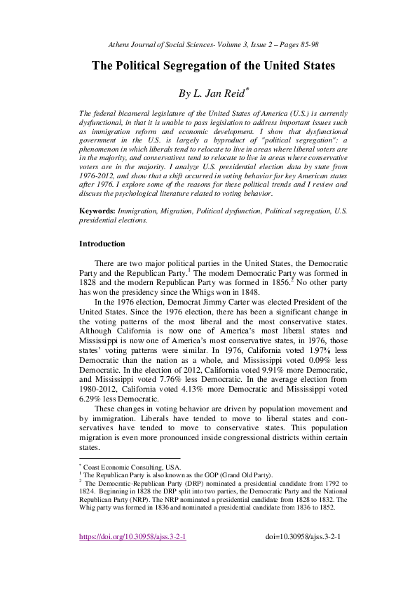(PDF) The Political Segregation of the United States