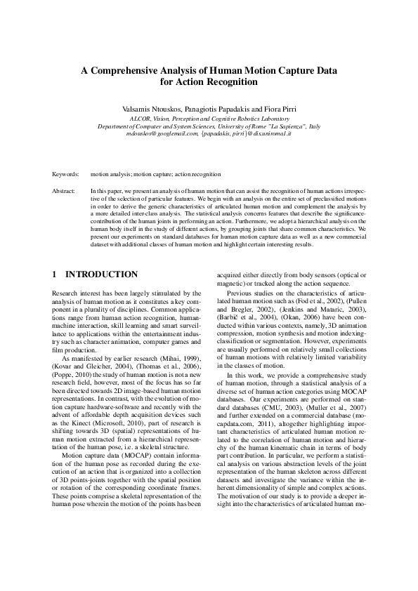 (PDF) A Comprehensive Analysis of Human Motion Capture Data for Action Recognition