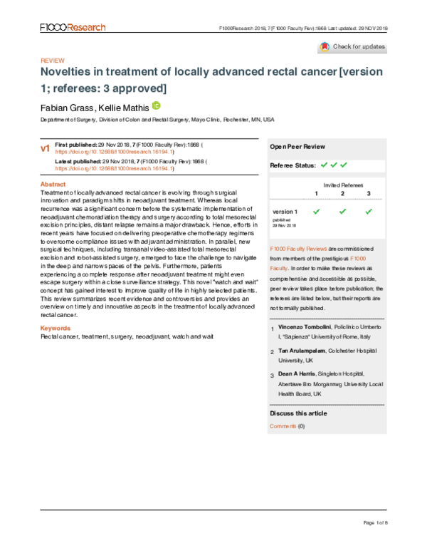 (PDF) Multimodal treatment strategies for locally advanced rectal cancer | Robert Rosenberg ...