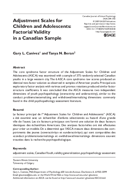 (PDF) Adjustment Scales for Children and Adolescents: Factorial ...