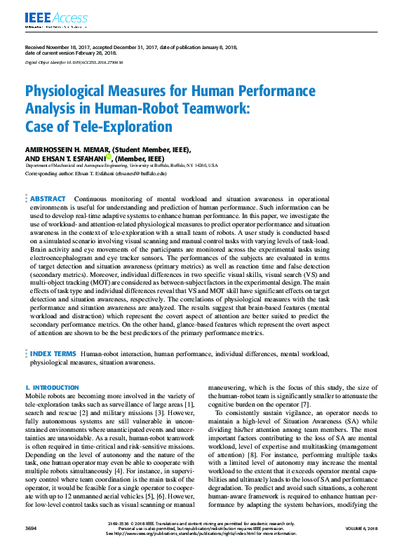 (PDF) Physiological Measures for Human Performance Analysis in Human ...