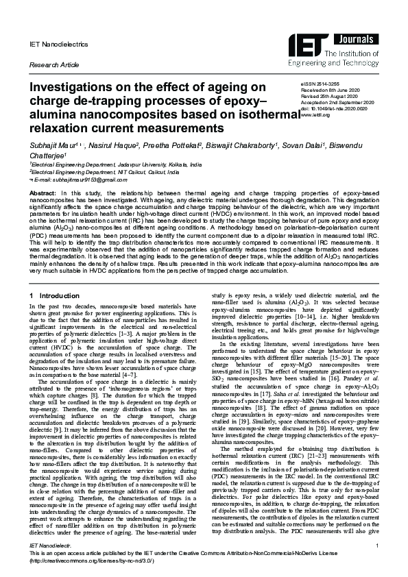 (PDF) Investigations on the effect of ageing on charge de-trapping ...