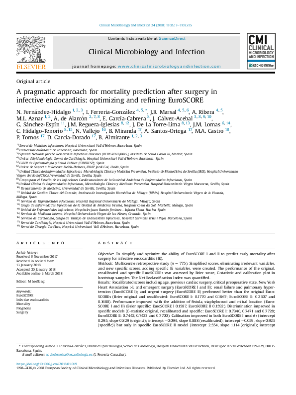 (PDF) A pragmatic approach for mortality prediction after surgery in ...