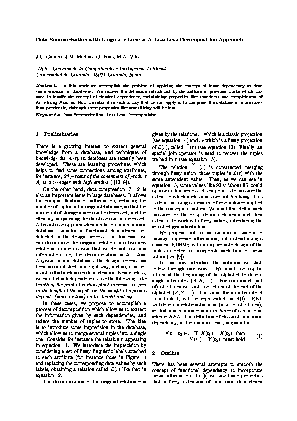 (PDF) Data Summarization with Linguistic Labels: A Loss Less Decomposition Approach