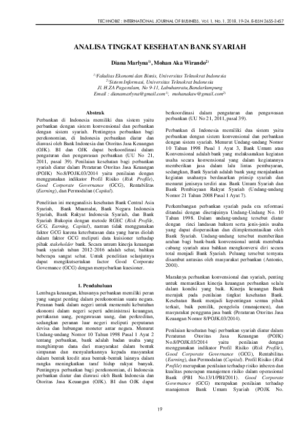 (PDF) Analisa Tingkat Kesehatan Bank Syariah
