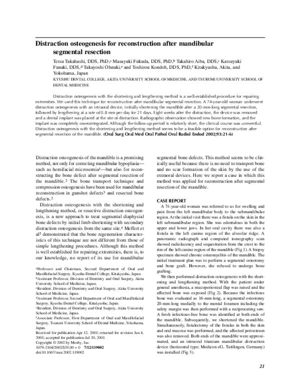 (PDF) Distraction Osteogenesis for Reconstruction of Mandibular ...