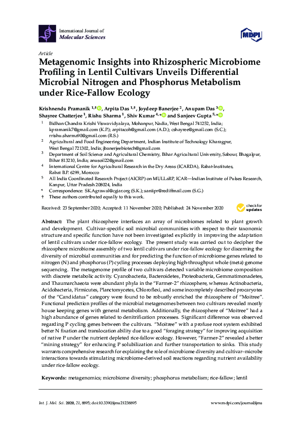 (PDF) Metagenomic Insights into Rhizospheric Microbiome Profiling in Lentil Cultivars Unveils ...